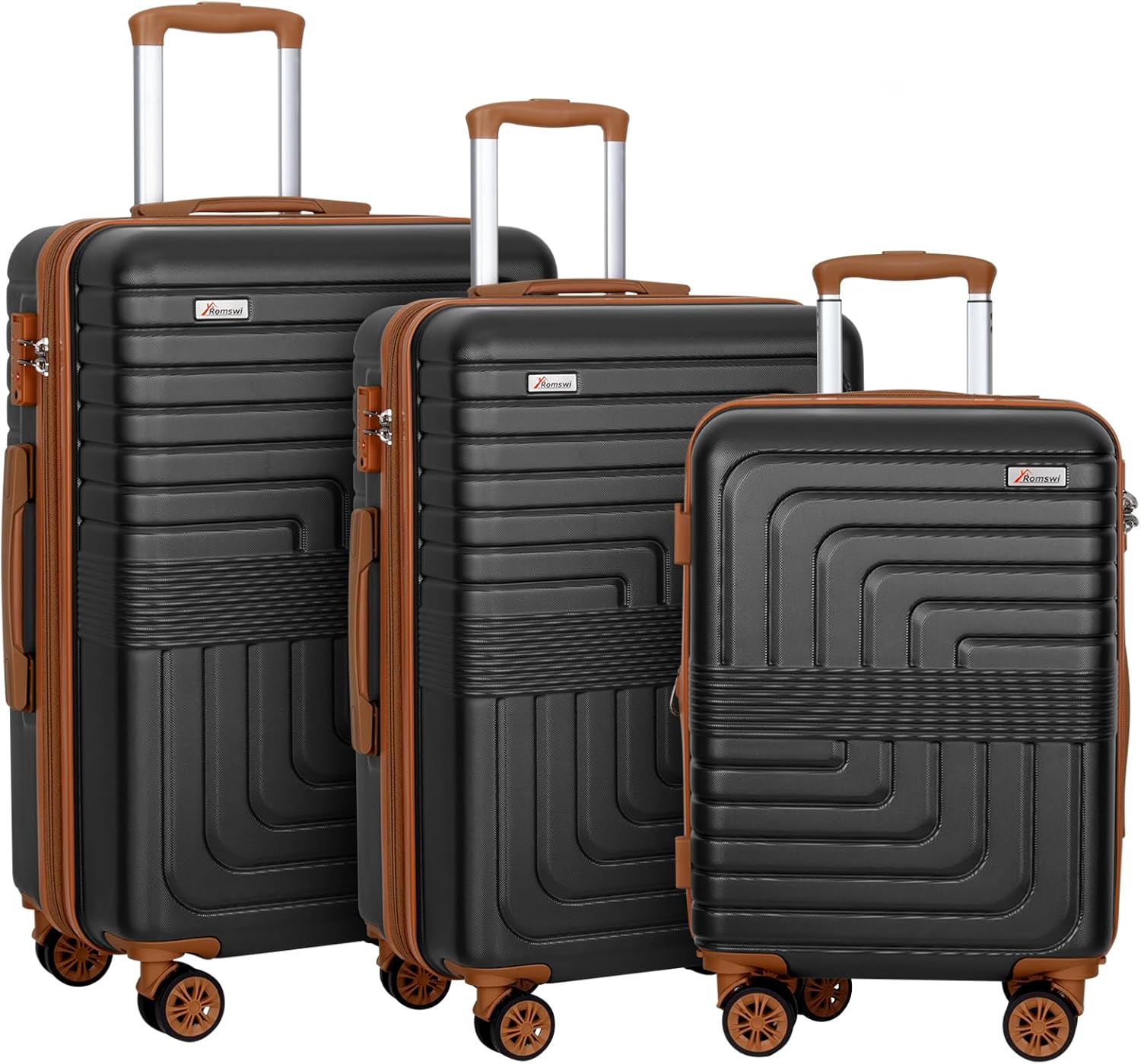 Romswi 3 Piece Luggage Set, Suitcase with ABS+PC hardshell, Spinner Wh – Hykolity