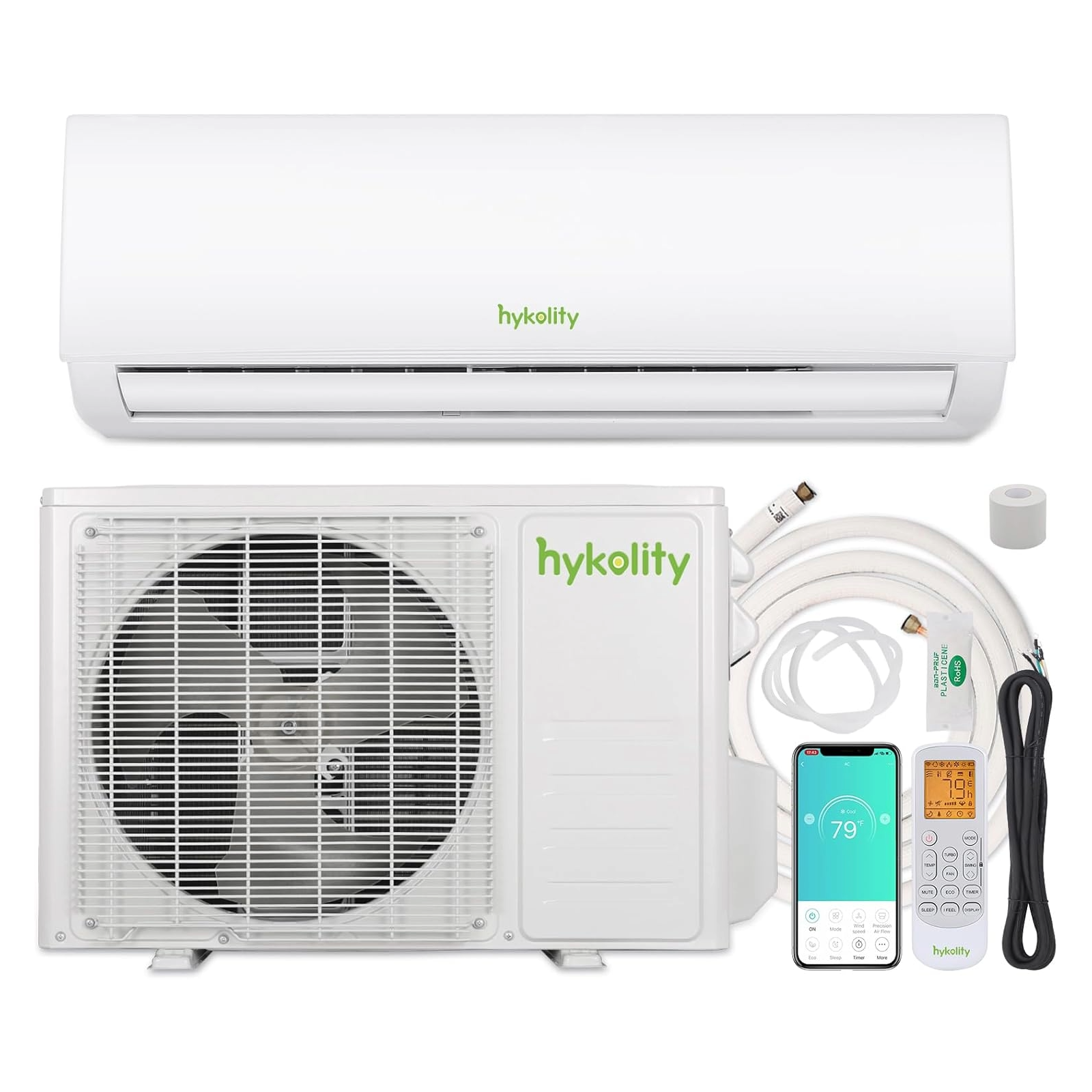 HYKOLITY Wifi Enabled 24,000 BTU Mini Split Air Conditioner & Heater ...
