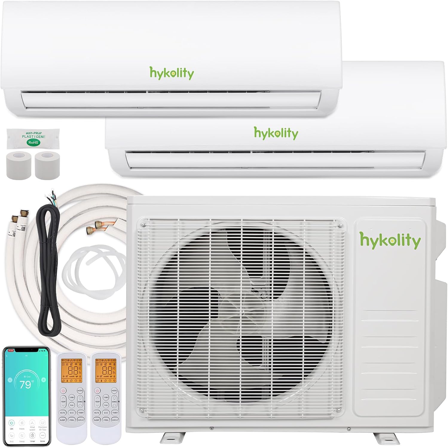 18,000 BTU Dual Zone Wifi Enabled Mini Split Air Conditioner, 20 SEER2 ...