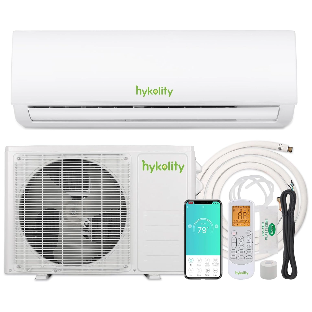HYKOLITY Wifi Enabled 9,000 BTU Mini Split Air Conditioner & Heater ...