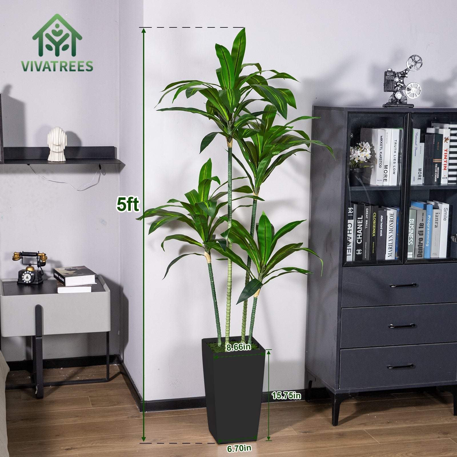 5FT Dracaena Draco Artificial Dragon Tree Dracaena Fragrans Faux Tree ...