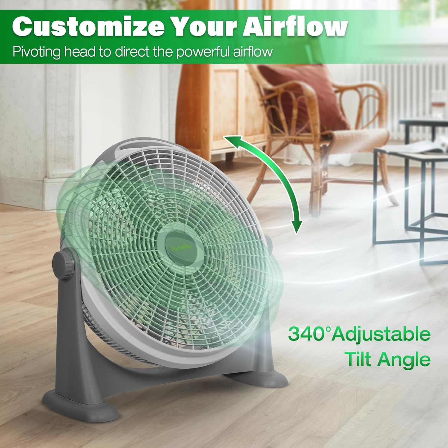 20" Pivoting Air Circulator Fan, 3-Speed High Velocity – Hykolity
