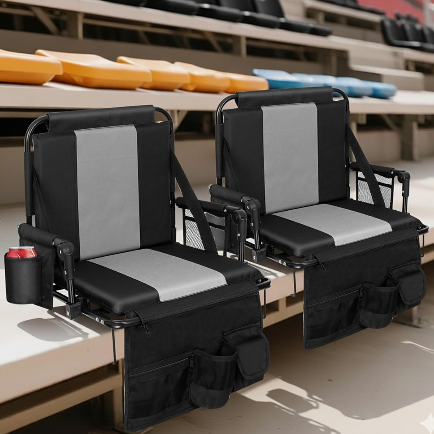 Romswi Folding Stadium Seat Bleacher 2PK Portable Outdoor Floor Foldin ...