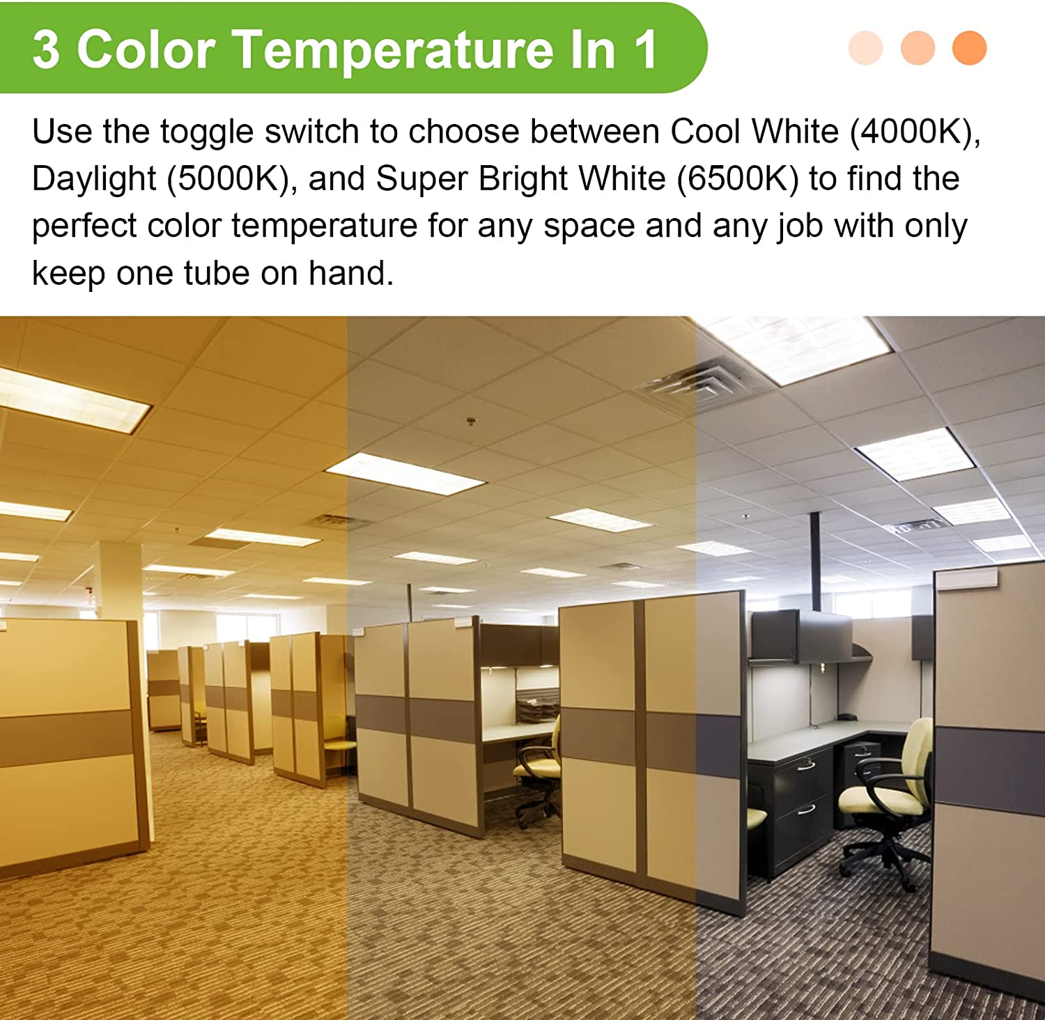 4FT LED T8 Hybrid Type A+B Light Tube, 18W, 4000K/5000K/6500K – Hykolity