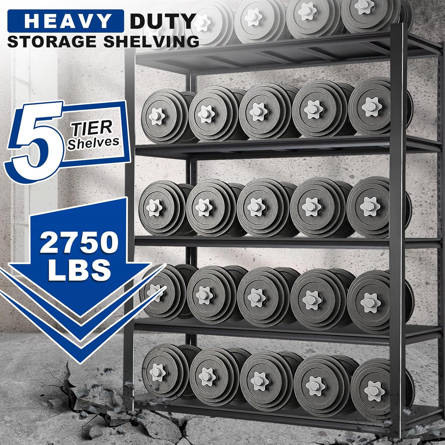 2750LBS 48" W x 24" D x 72" H Garage Shelving – Hykolity