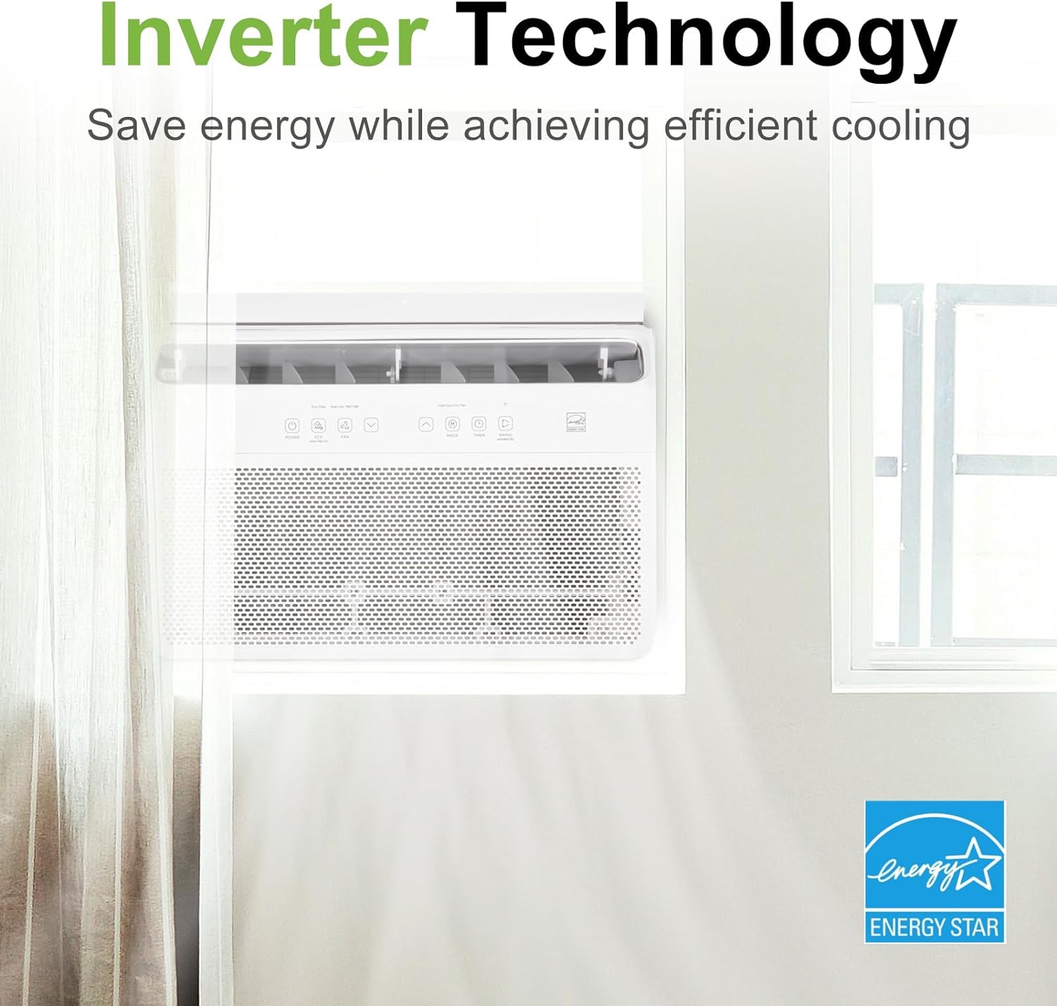 HYKOLITY 10,000 BTU Smart Inverter Window Air Conditioner, Energy Savi ...