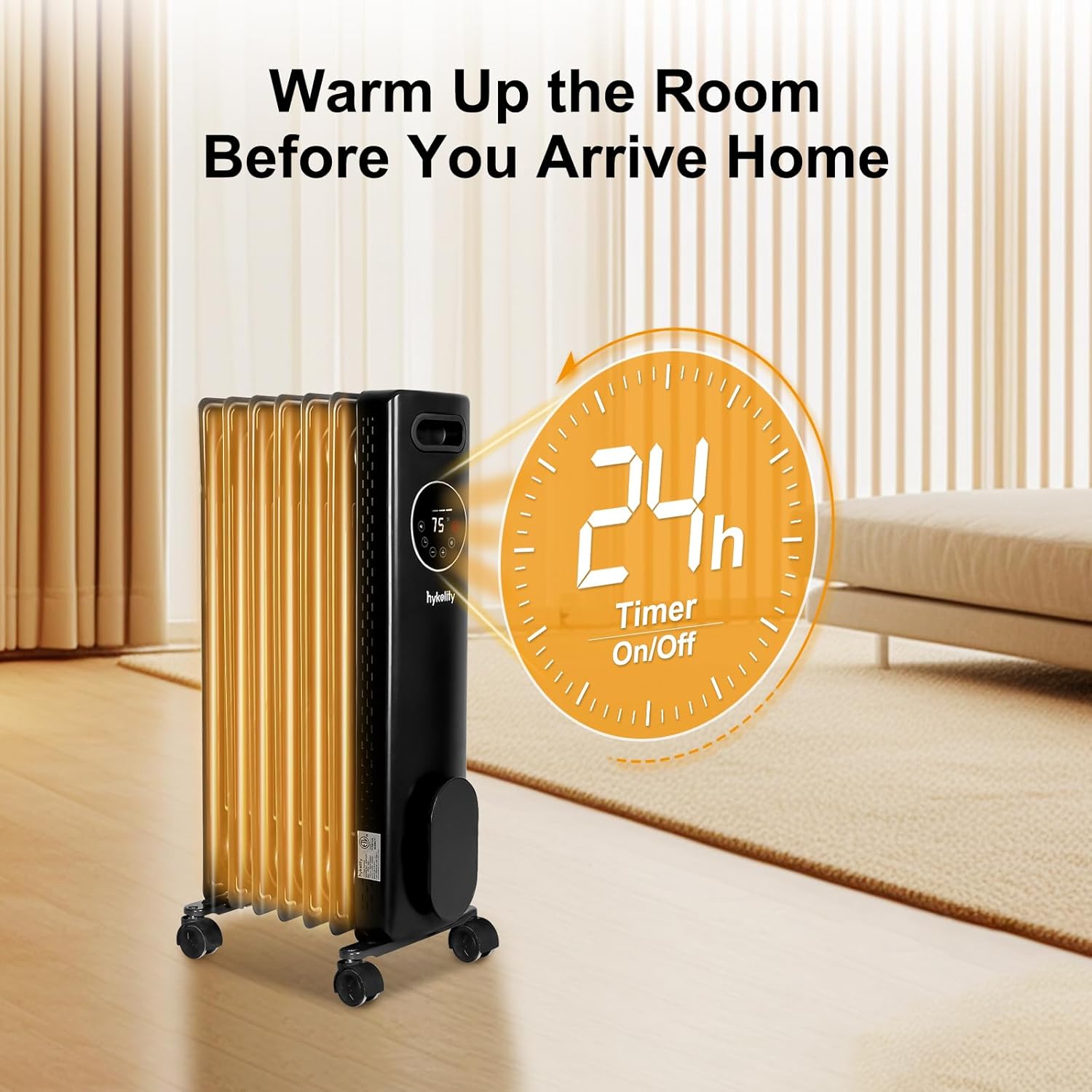 hykolity Oil Filled Radiator Heater with Remote &24H On Off Timer, 4 M ...