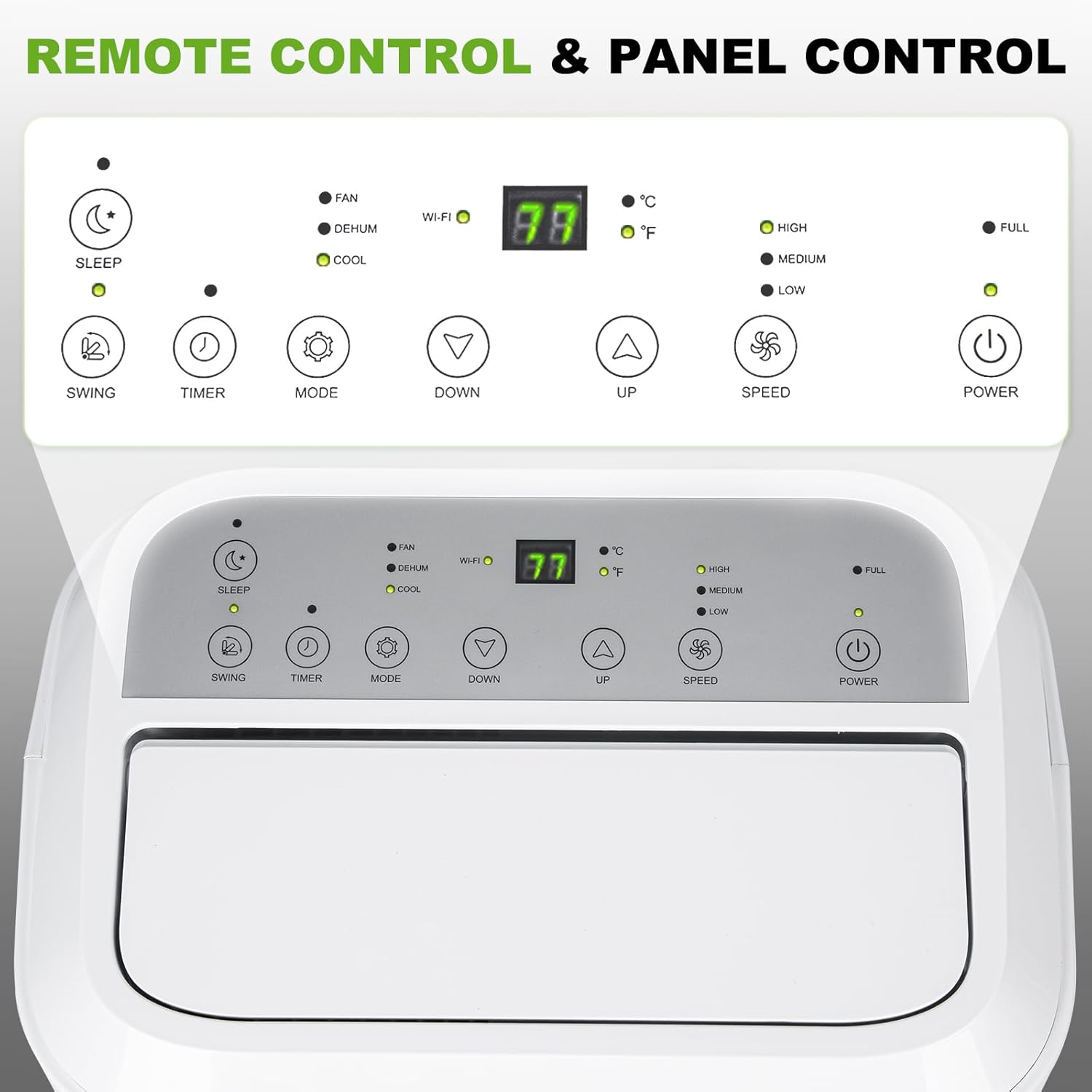 14,000 BTU WiFi Smart Portable Air Conditioner – 3-in-1 AC with Dehumi ...