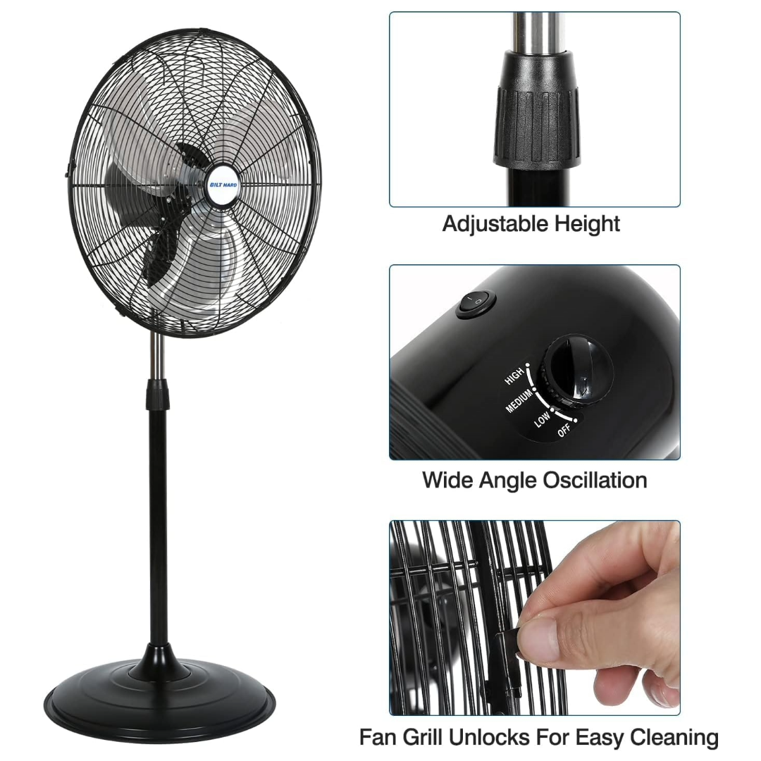 20" High Velocity Pedestal Fan, 5200 CFM 3-Speed Fan – Hykolity
