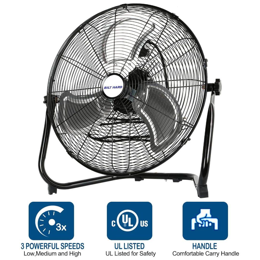 4650 CFM 20" High Velocity 3-Speed Heavy Duty Metal Floor Fan – Hykolity