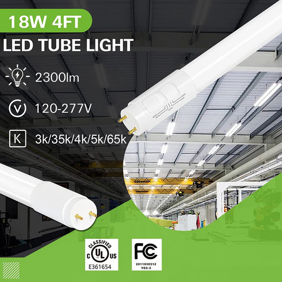 4FT LED T8 Ballast Bypass Type B Light Tube, 18W, 3000K/3500K/4000K/50 ...