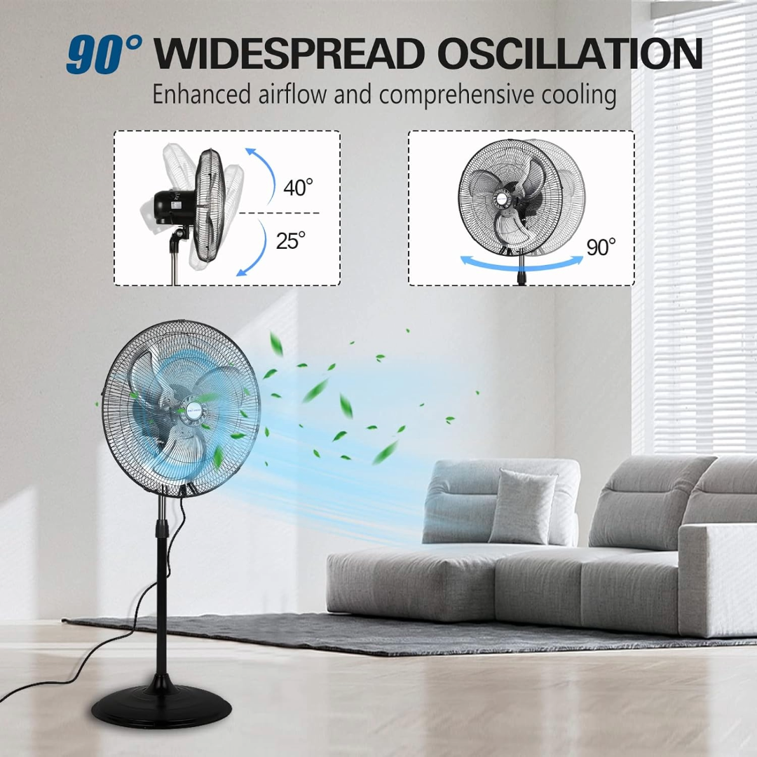 18" High Velocity Pedestal Oscillating Fan, 3-Speed Standing Fan – Hykolity