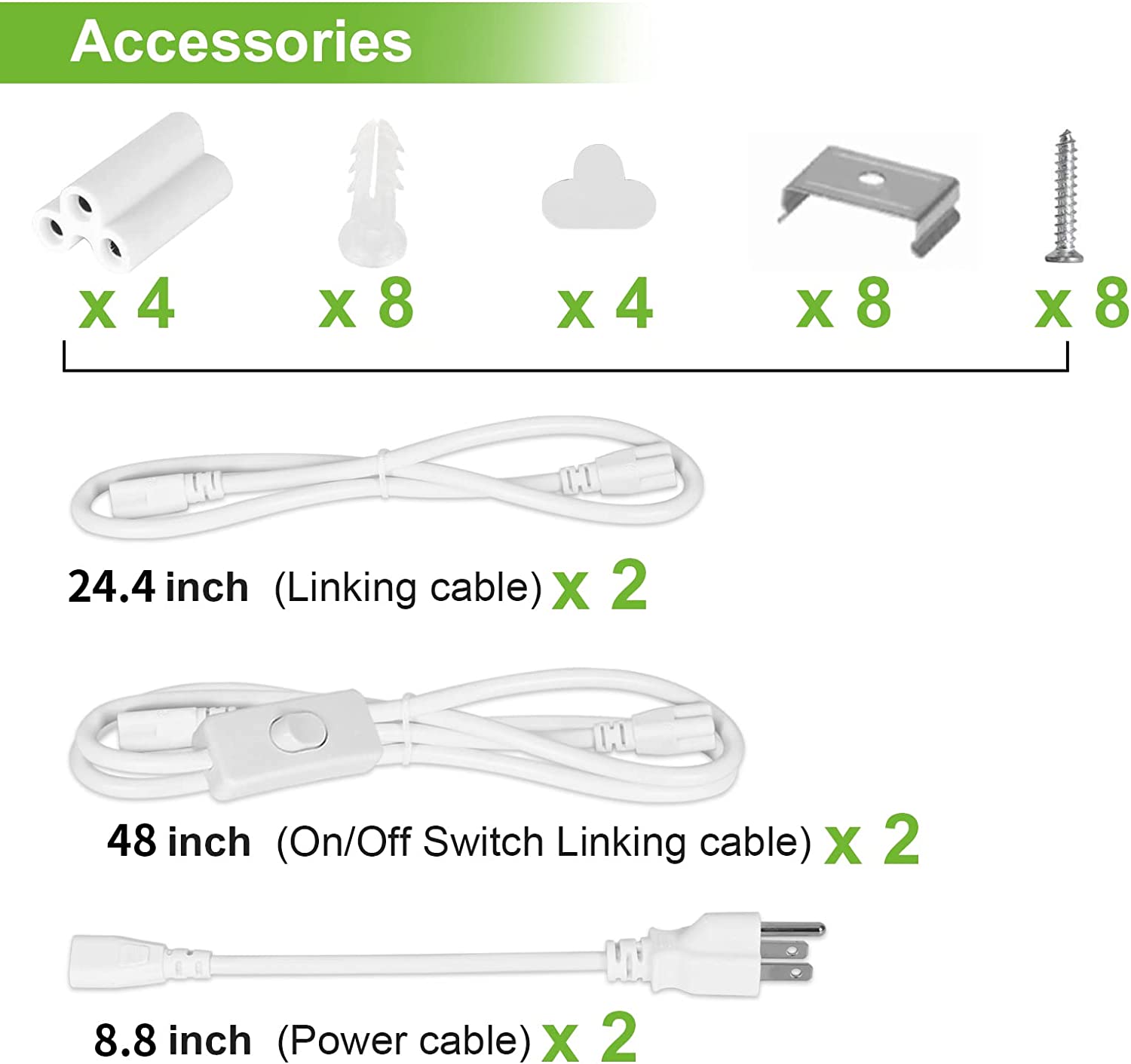 50W 5FT LED Tube Light, 6500lm 6500K, Linkable, V Shape Integrated T8 ...