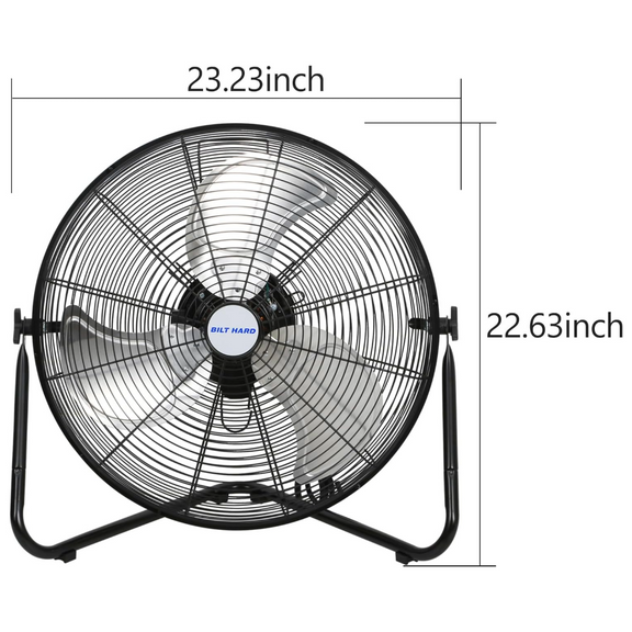 BILT HARD 20" High Velocity Floor Fan, 4600 CFM 3-Speed Industrial Sho ...
