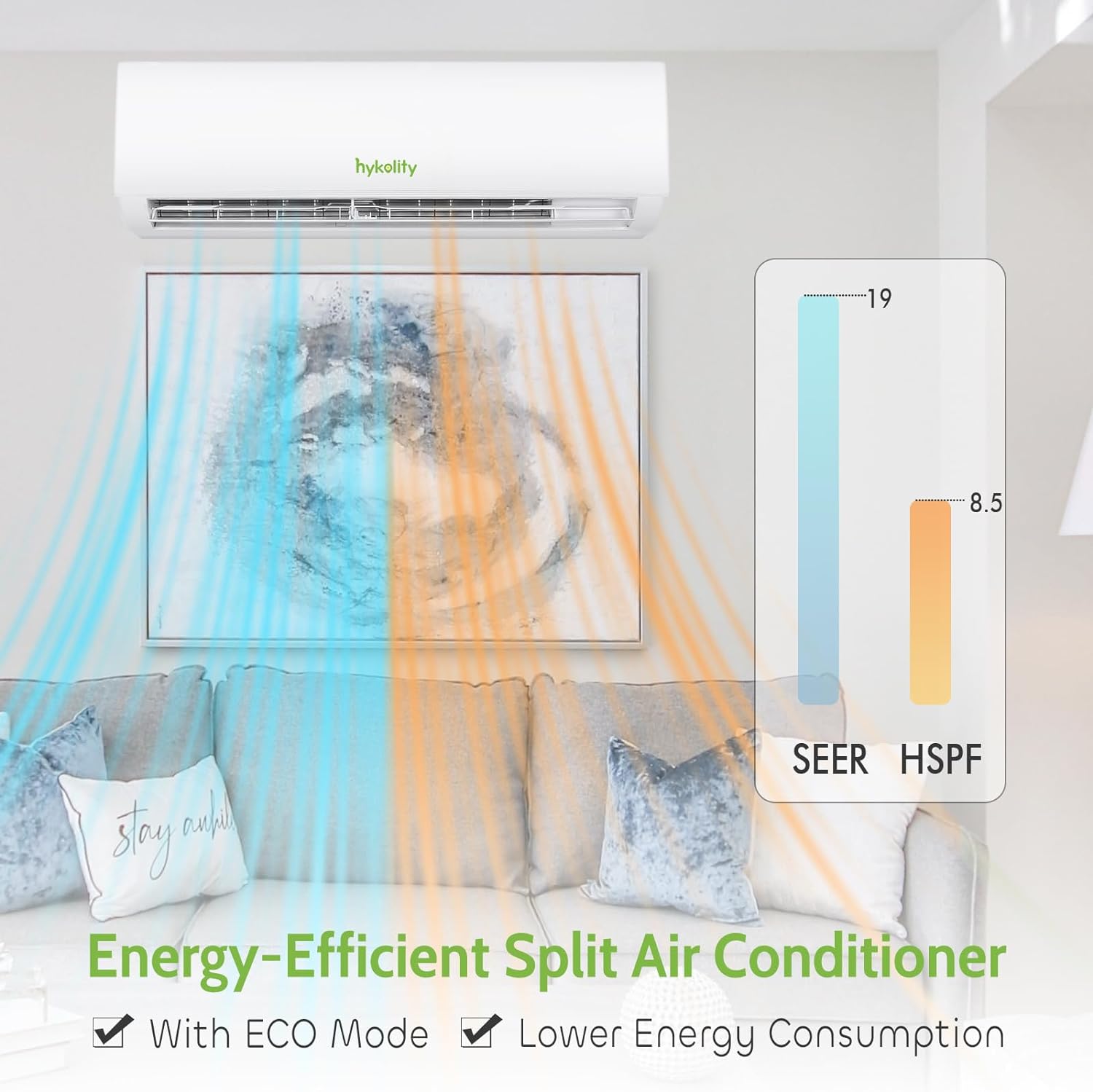 HYKOLITY Wifi Enabled 12,000 BTU Mini Split Air Conditioner & Heater ...