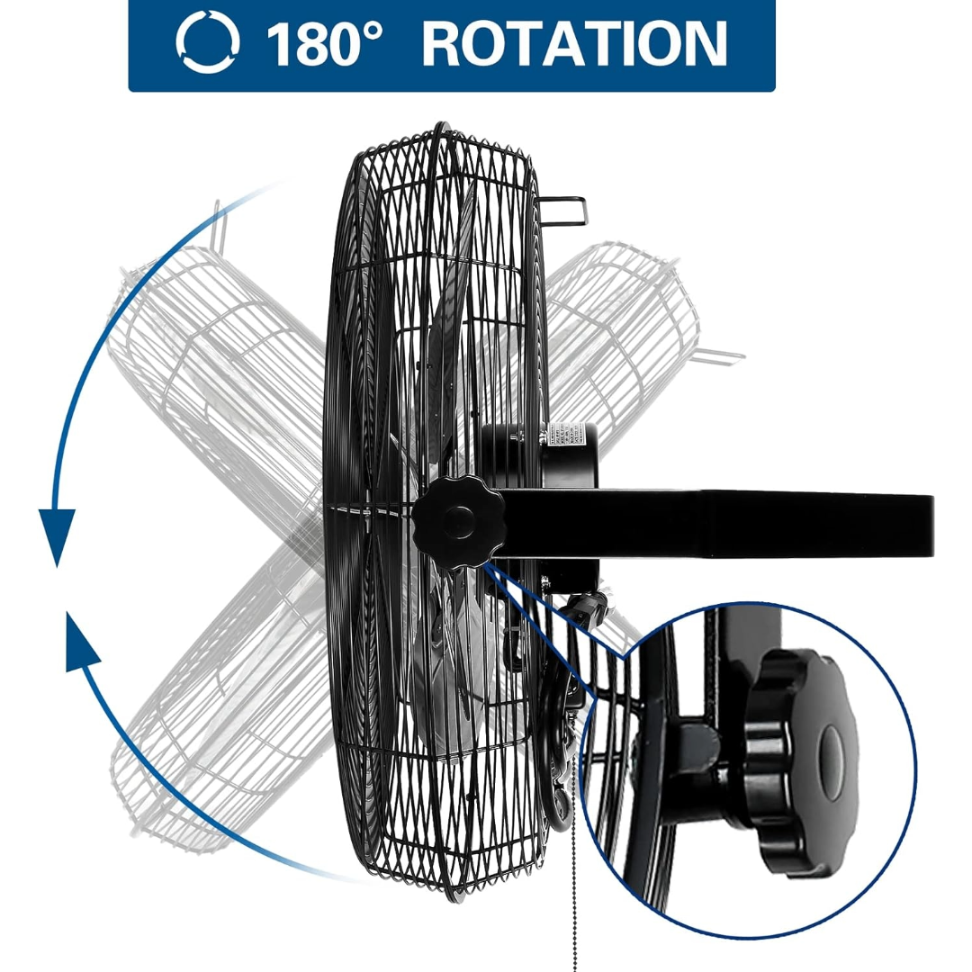 20 in. Industrial Wall Mount Fan, 4600 CFM 3-Speed High Velocity Fan ...