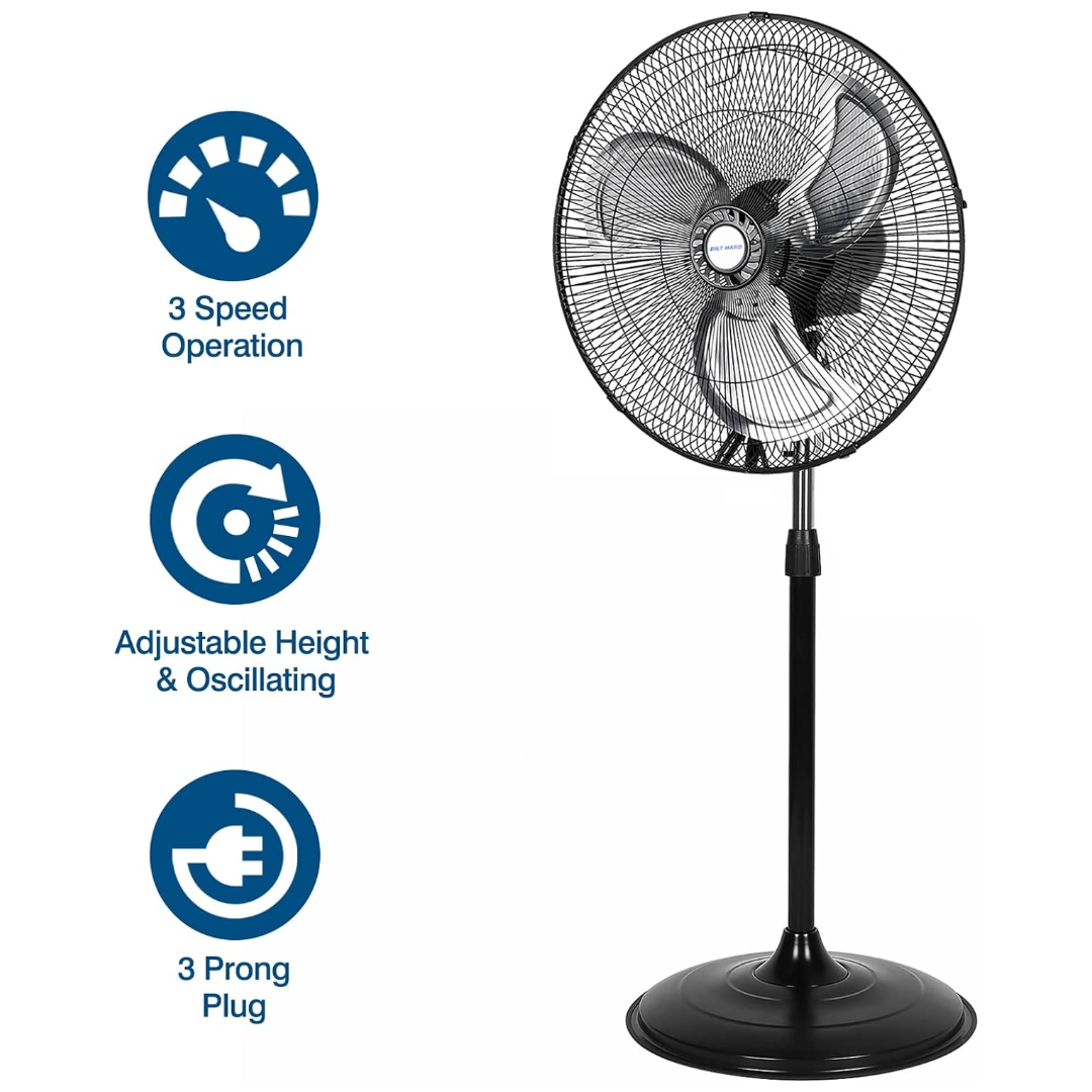 18" High Velocity Pedestal Oscillating Fan, 3-Speed Standing Fan – Hykolity
