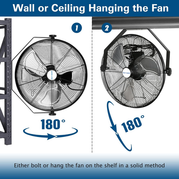 20 in. Industrial Wall Mount Fan, 4600 CFM 3-Speed High Velocity Fan ...