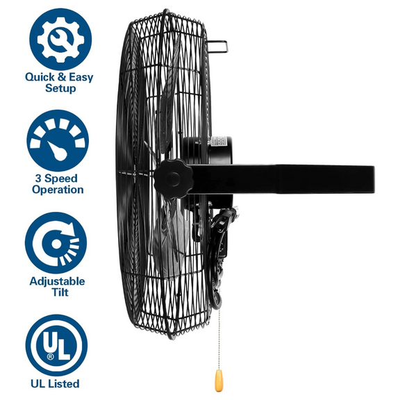 20 in. Industrial Wall Mount Fan, 4600 CFM 3-Speed High Velocity Fan ...