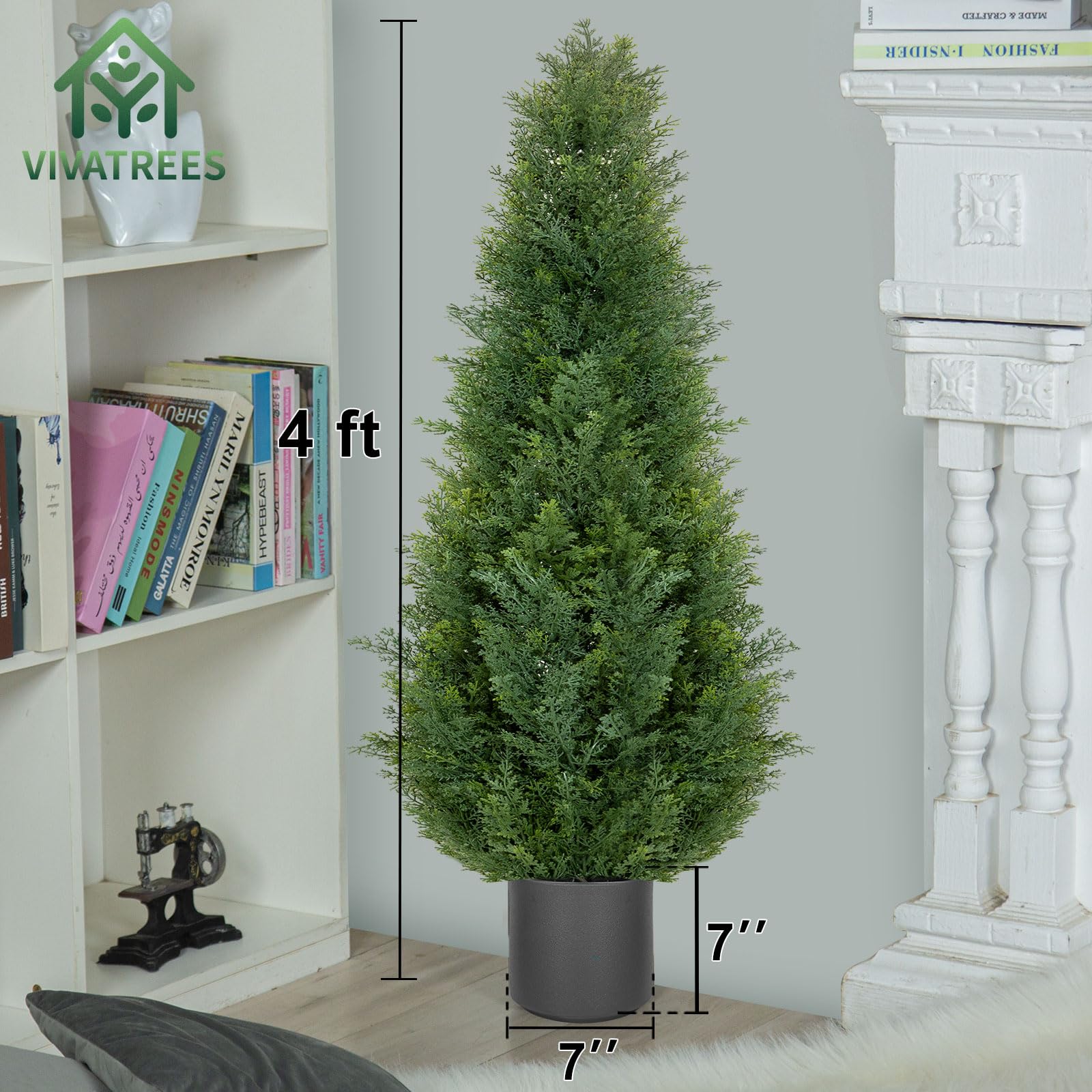 4FT Cedar Topiary Faux Pine Shrubs Artificial Cedar Tree Realistic Cyp ...