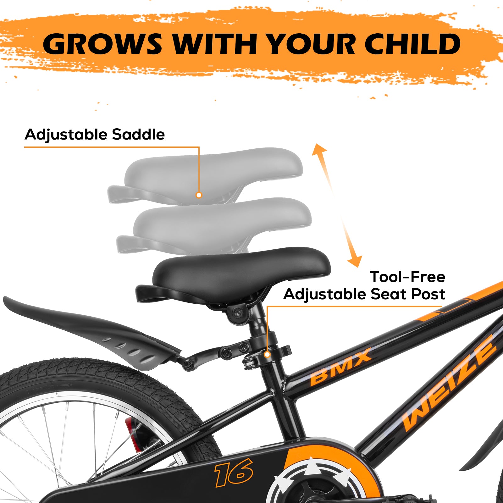 WEIZE Kids Bikes,16 Inch Boy's Bike for Kids,BMX Style Bicycle for Ages ...