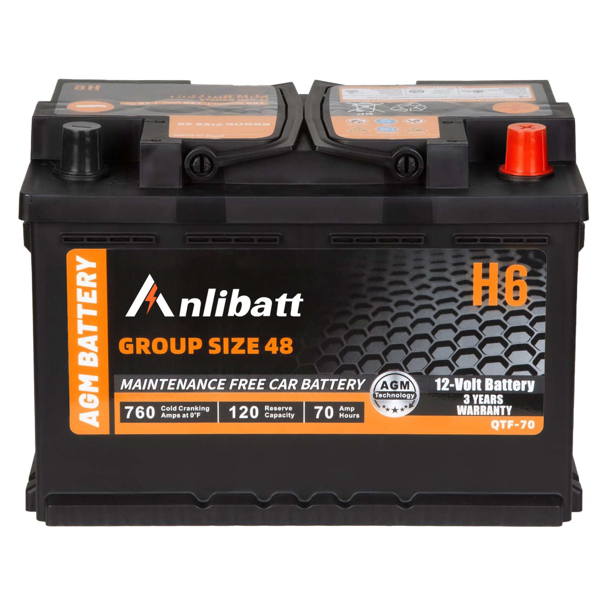 Anlibatt BCI Group 48 Battery, AGM 12 Volt Rechargeable Automotive Bat ...