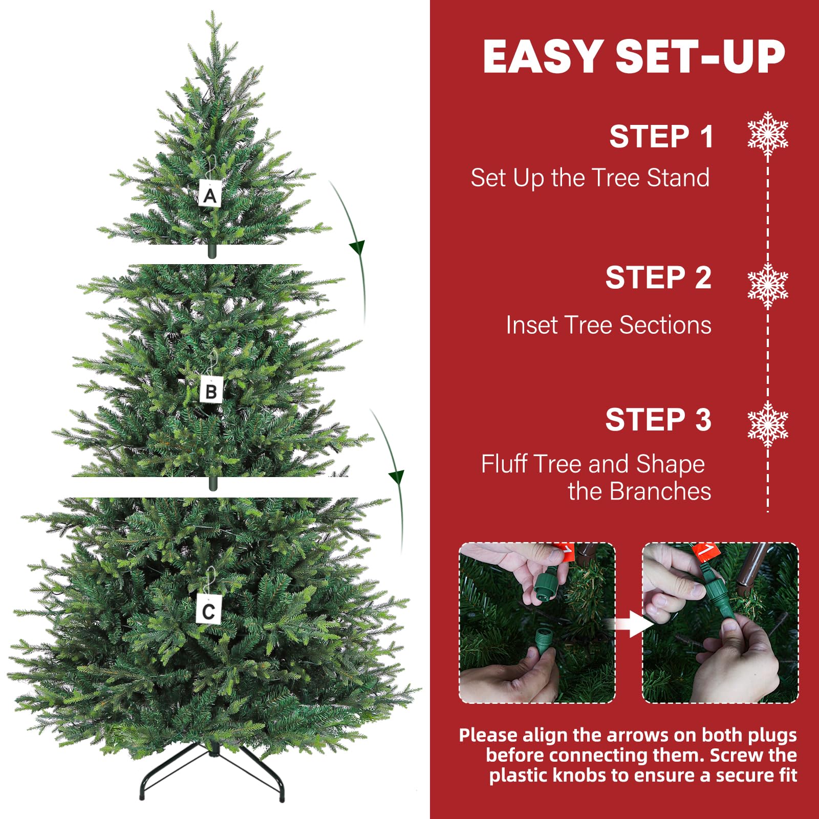Vivatrees 7.5/9/12 Ft Prelit Artificial Christmas Tree With Warm White ...