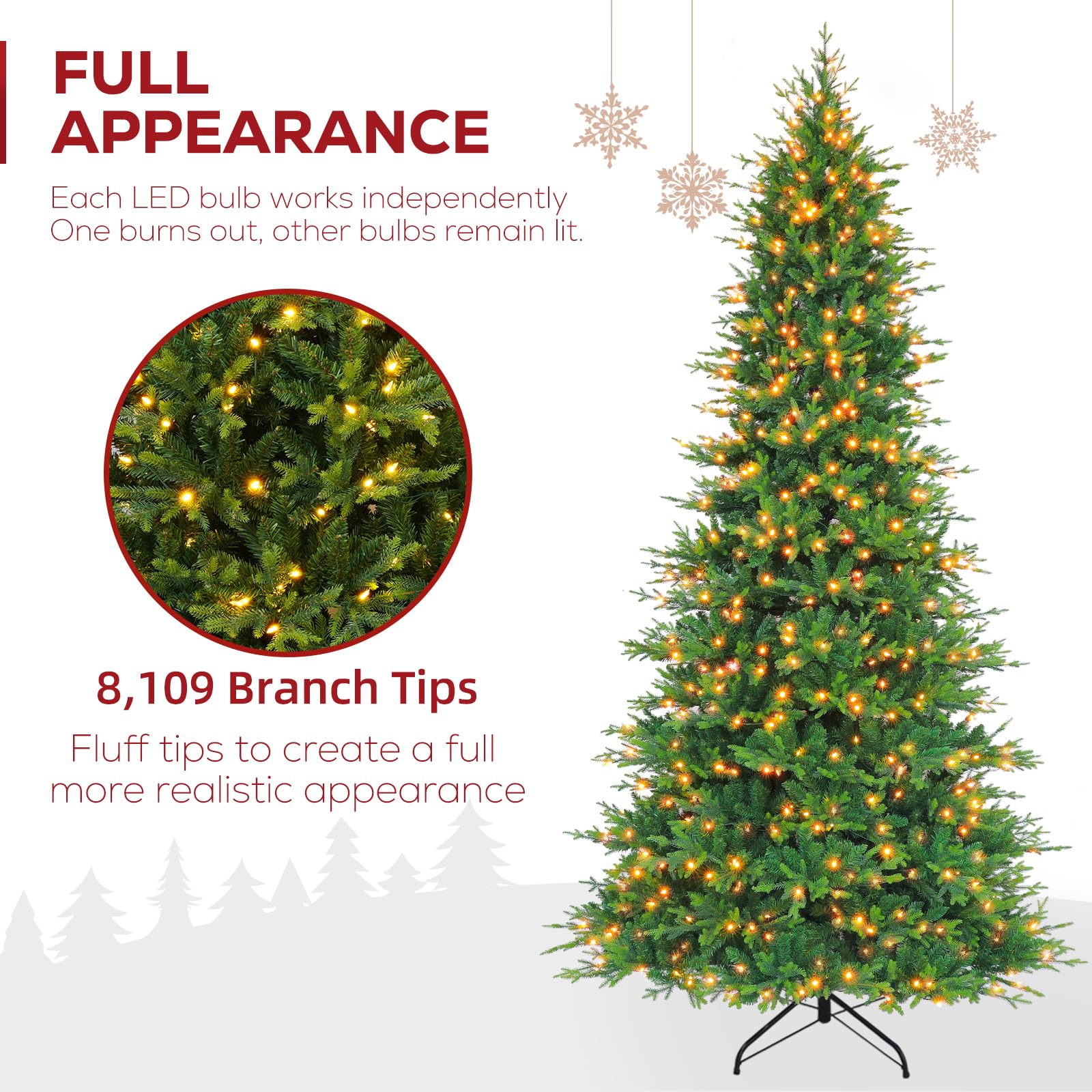 Vivatrees 12 Ft Prelit Artificial Christmas Tree With Warm White Light ...