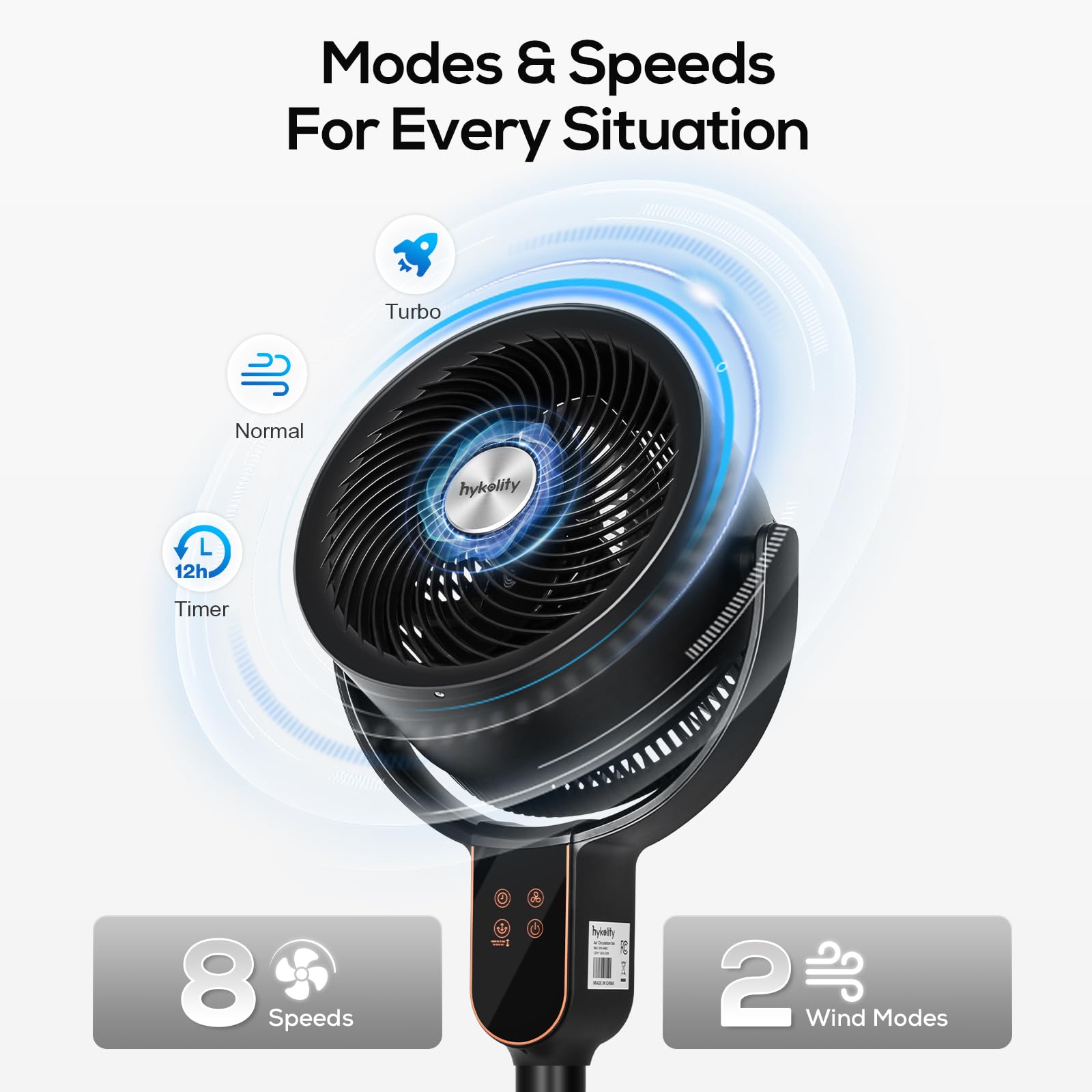 HYKOLITY 90° Omnidirectional Oscillating Fan 3 in 1 Fan for Bedroom Qu ...