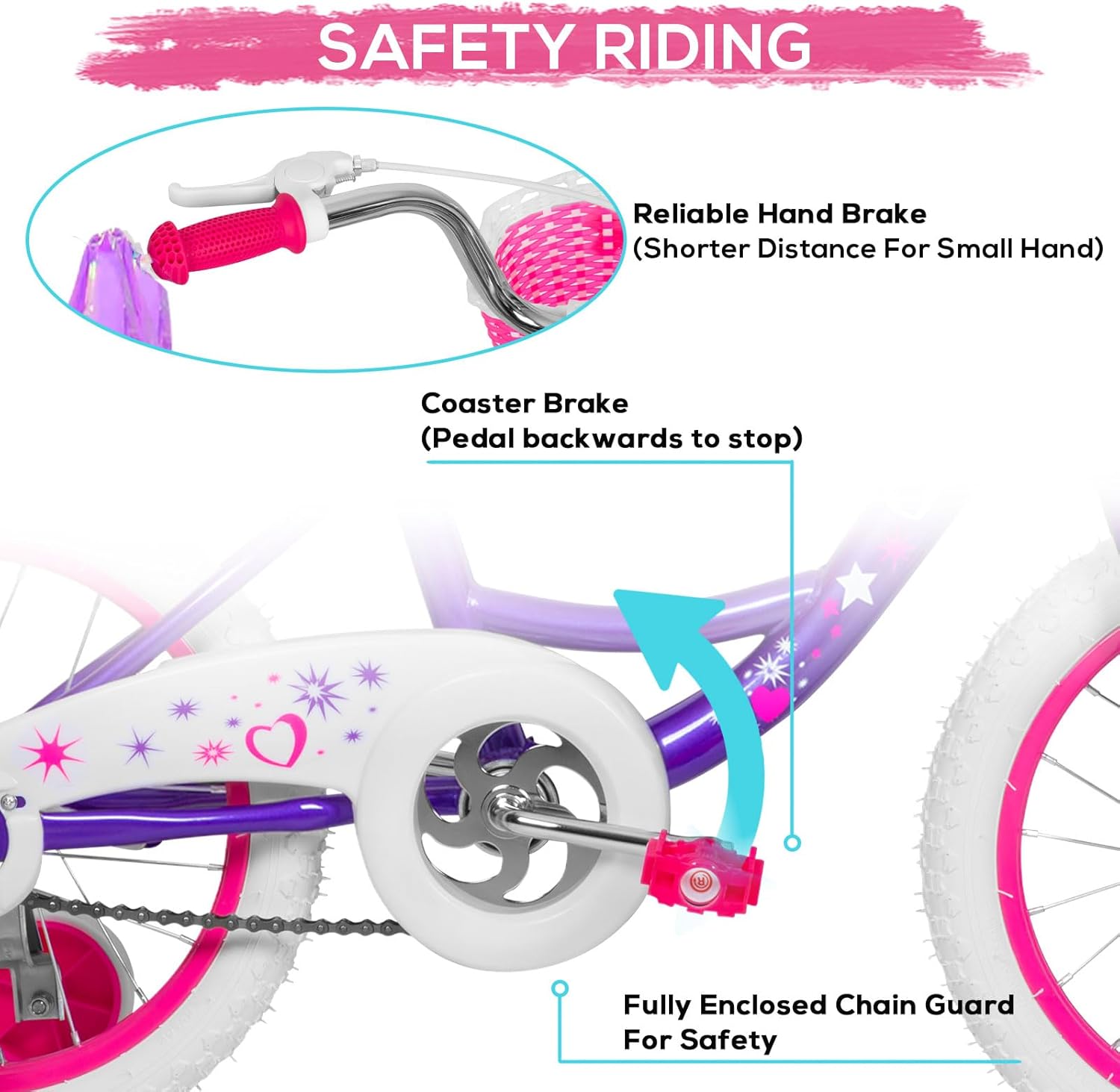 Weize Kids Bike, 14 Inch Girls Bicycle for Age 3-5 Years Old with Heig ...