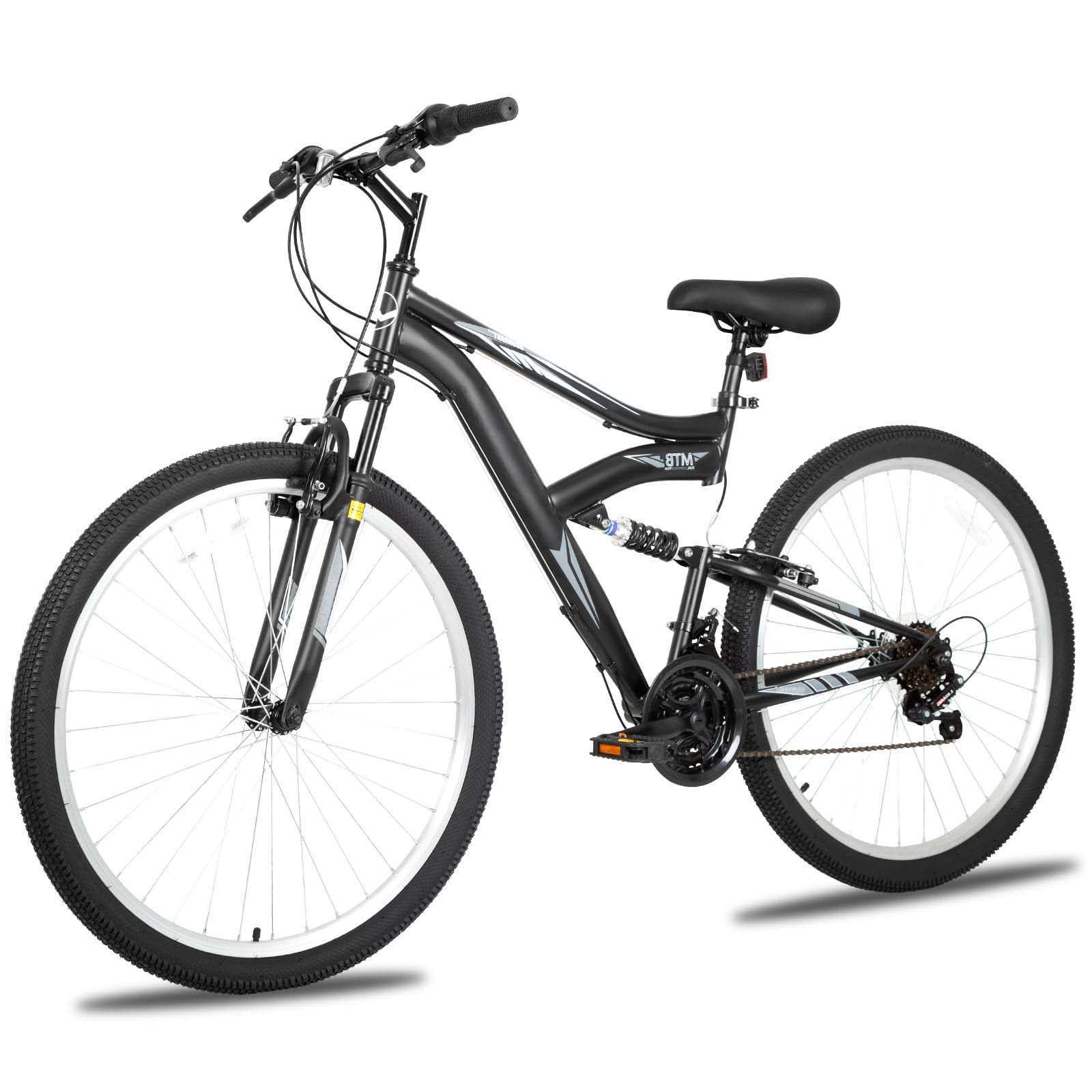 Hykolity 26/27.5-Inch Mountain Bike, Mens Womens, Steel Full Suspensio