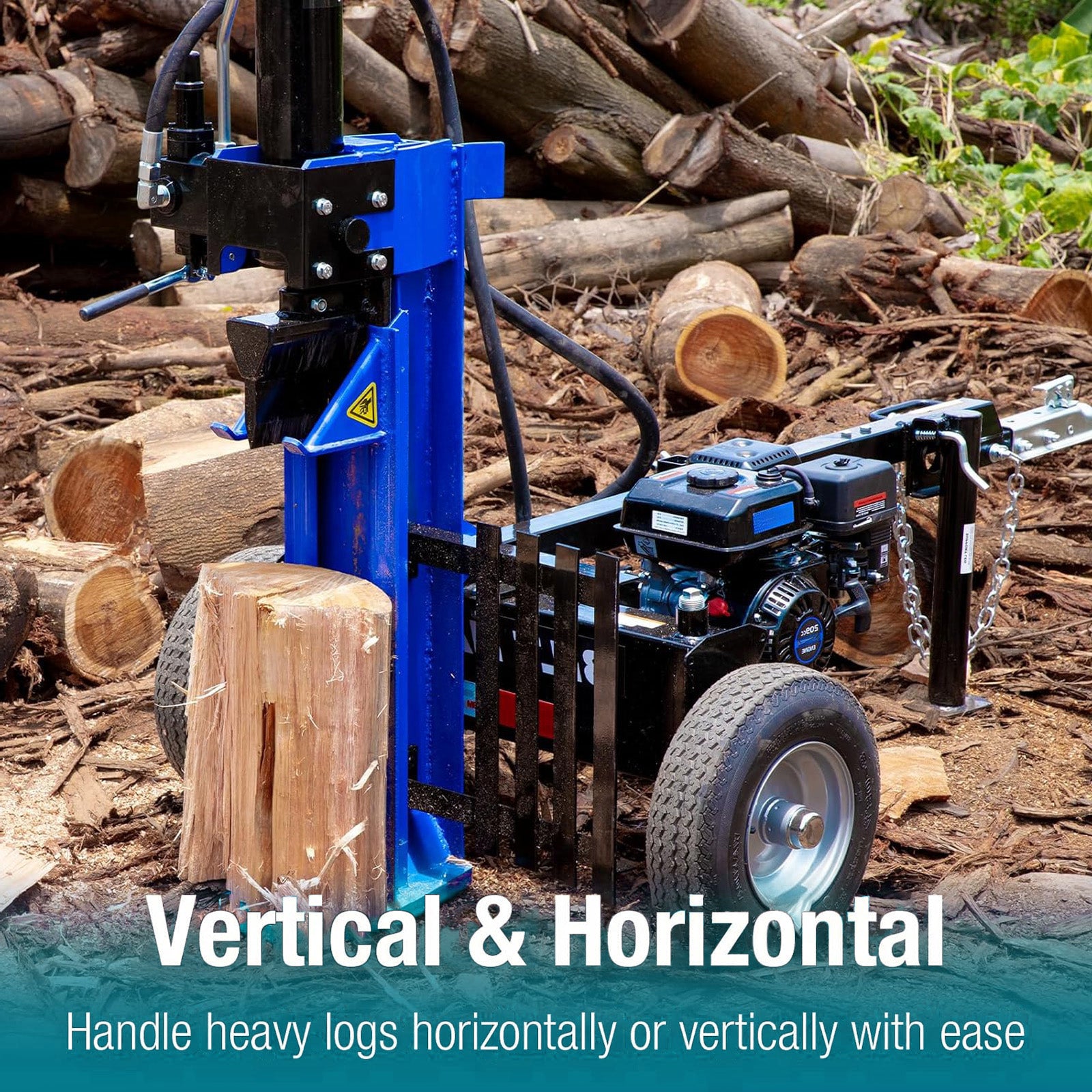 Hykolity Gas Log Splitter Portable Full Beam 30 Ton Auto Return Horizo