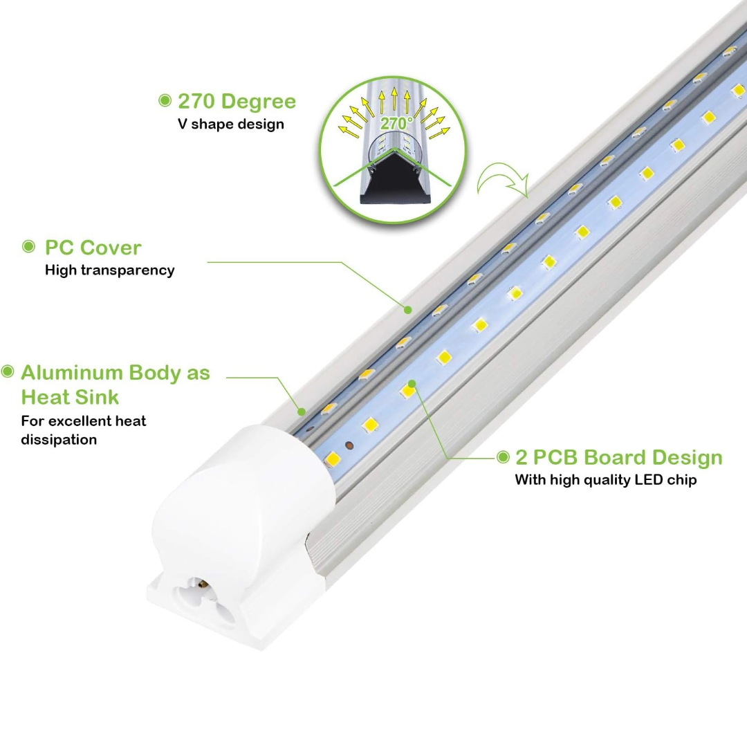 8FT T8 80W LED Shop Light, 10000LM, 5000K, ETL Listed – Hykolity