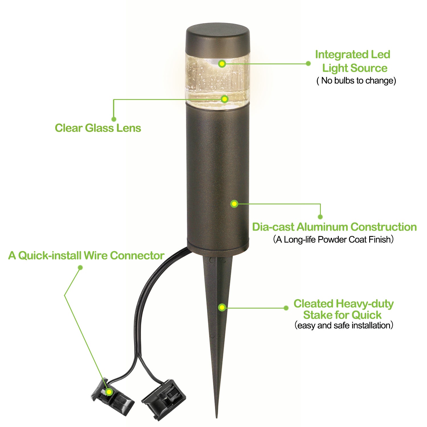 Low Voltage Landscape Lights, 3W 191LM 12V LED Round Bollard Light, Al ...