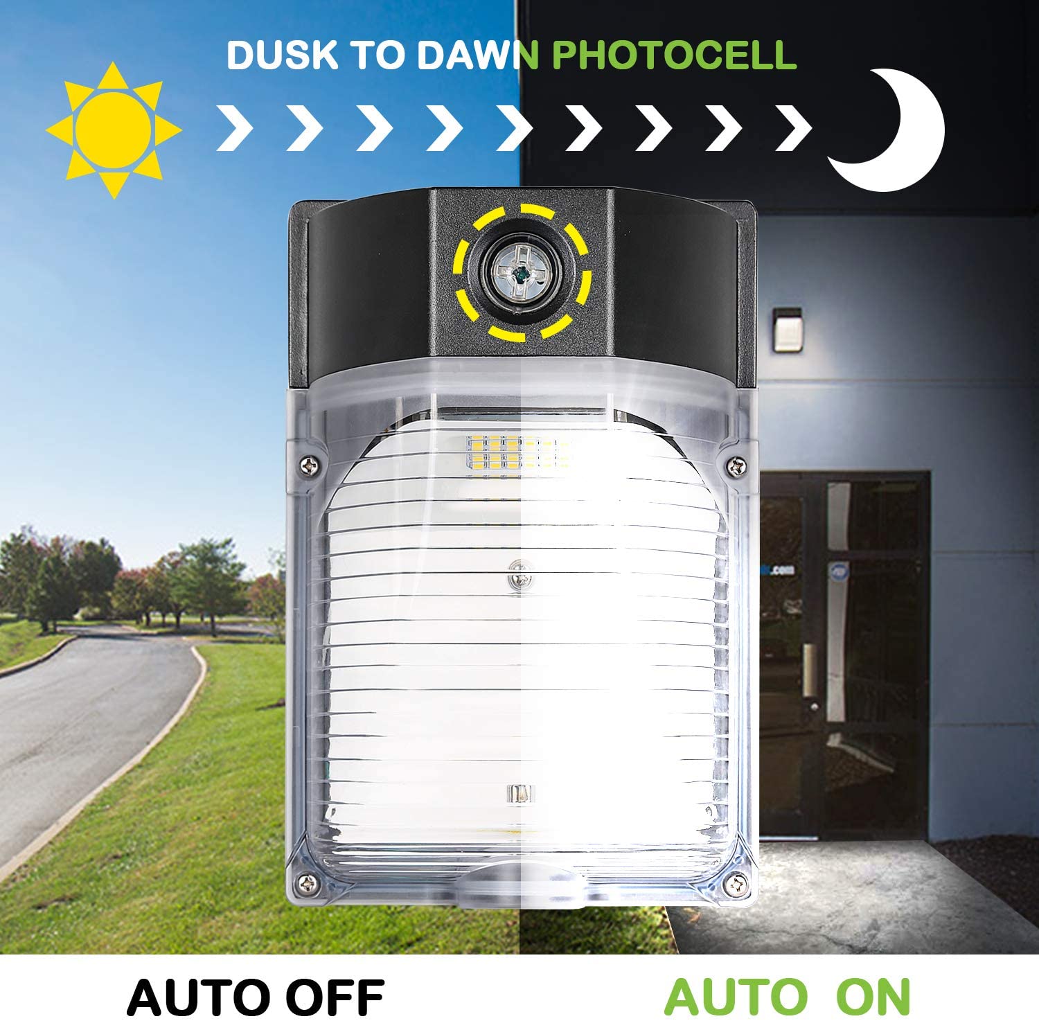 30W LED Wall Pack Light with Photocell, 3450LM 5000K – Hykolity