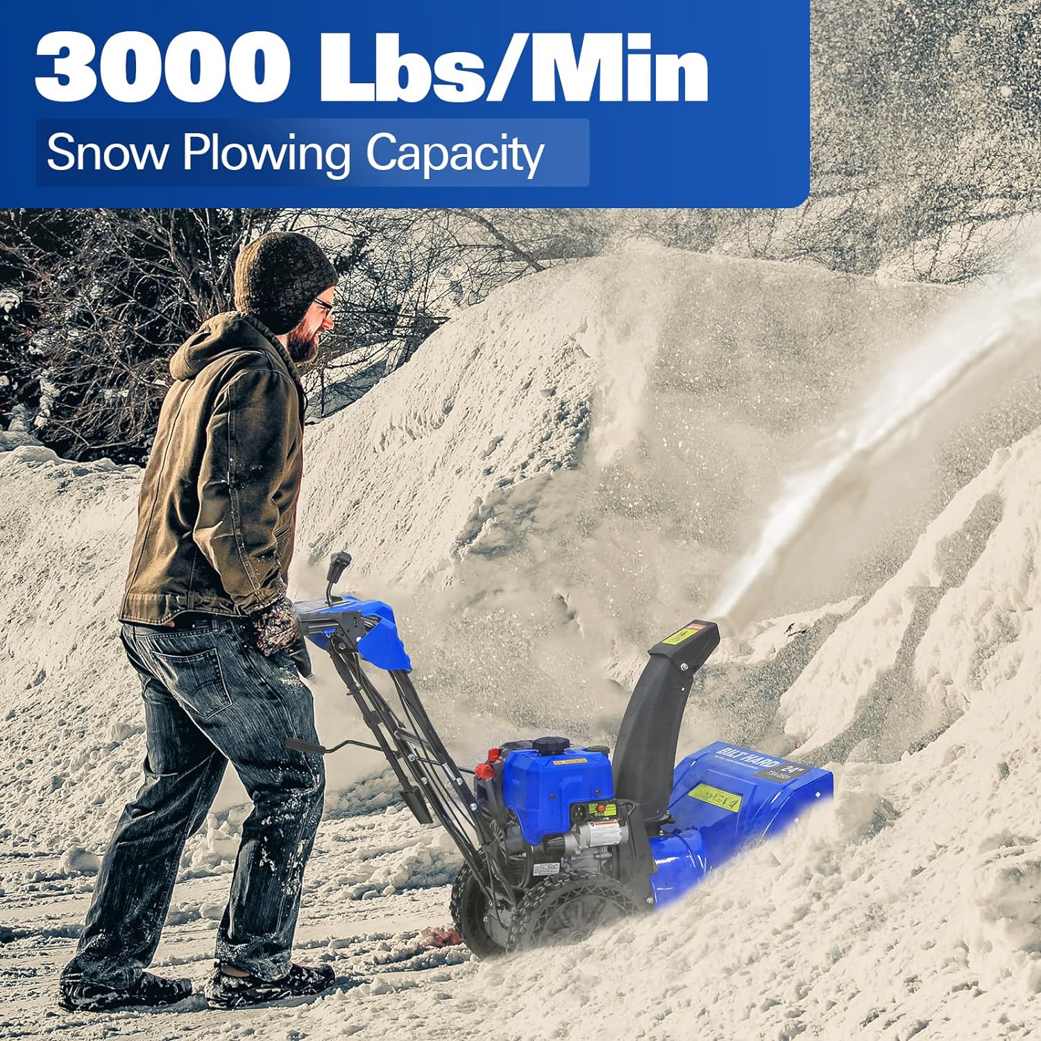 24-Inch 2-Stage Gas Snow Blower: 209cc 7HP 4-Cycle Engine, Electric ...