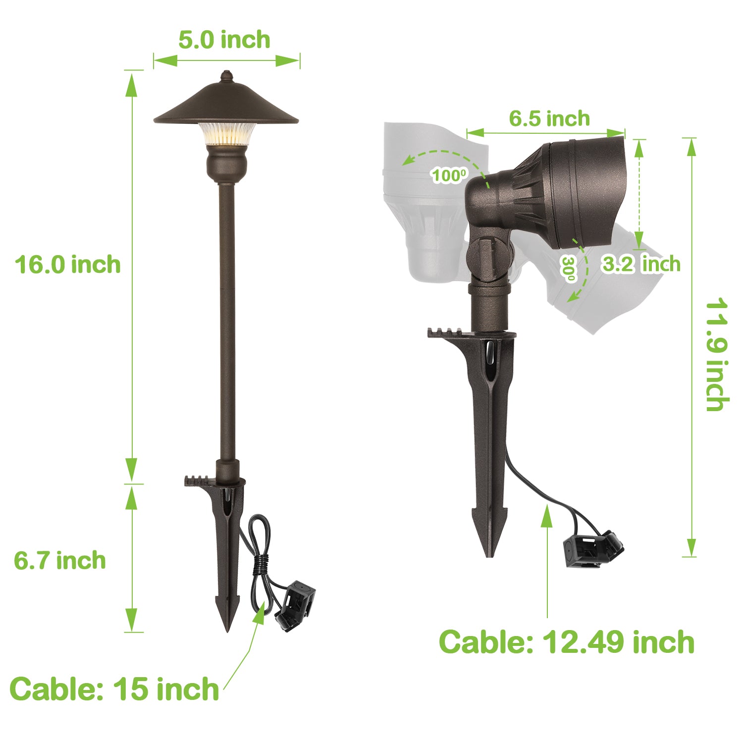 LED Landscape Light Kits For Pathway, 12V AC, 10W 390LM Spot Light (2 ...