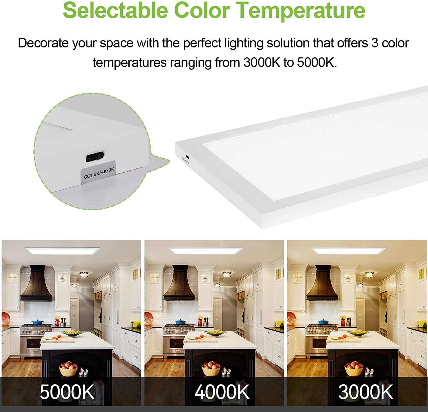 Rainbow Series 1x4 FT LED Flat Panel, 48W 4800lm Selectable CCT Flush ...