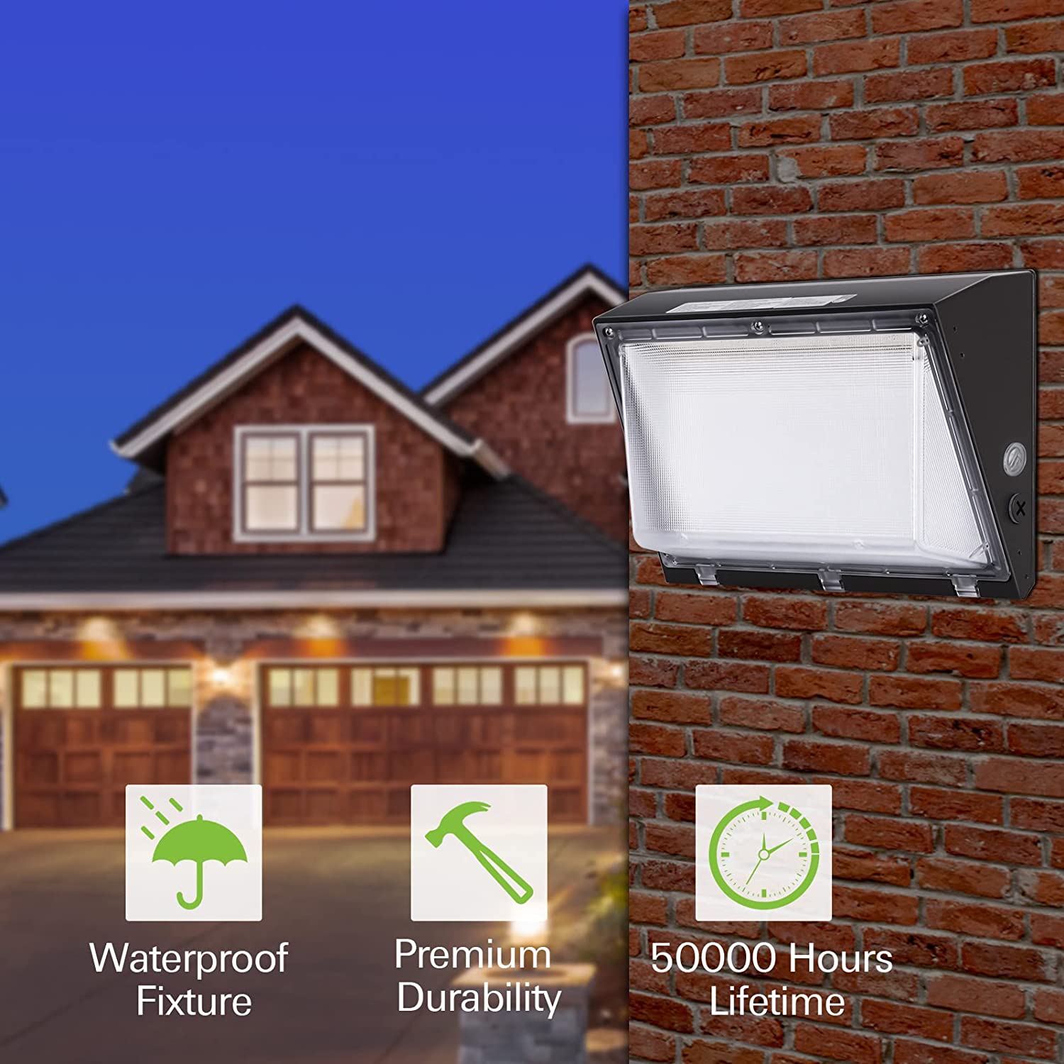 Guard Series 120W LED Wall Pack Light with Dusk-to-Dawn Sensor, 16200L ...