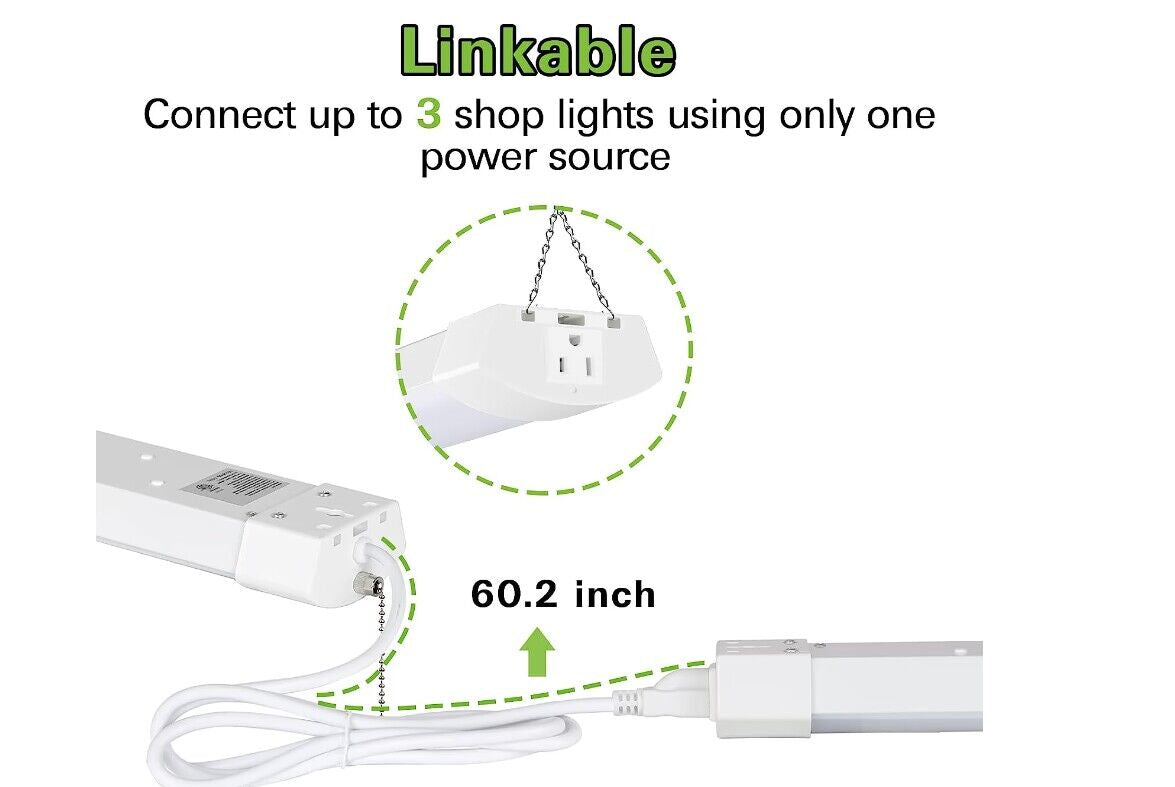 Hykolity 4FT 120W LED Shop Light Linkable, 13000lm, 5000K, Hanging or